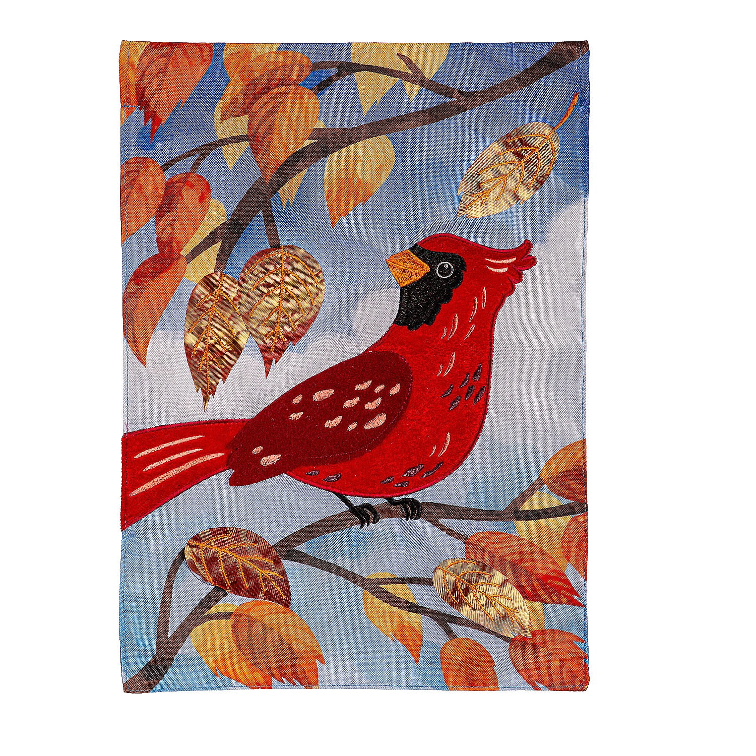 Evergreen Cardinal in Fall Tree Applique Garden Flag 12 x 18 Inches ...