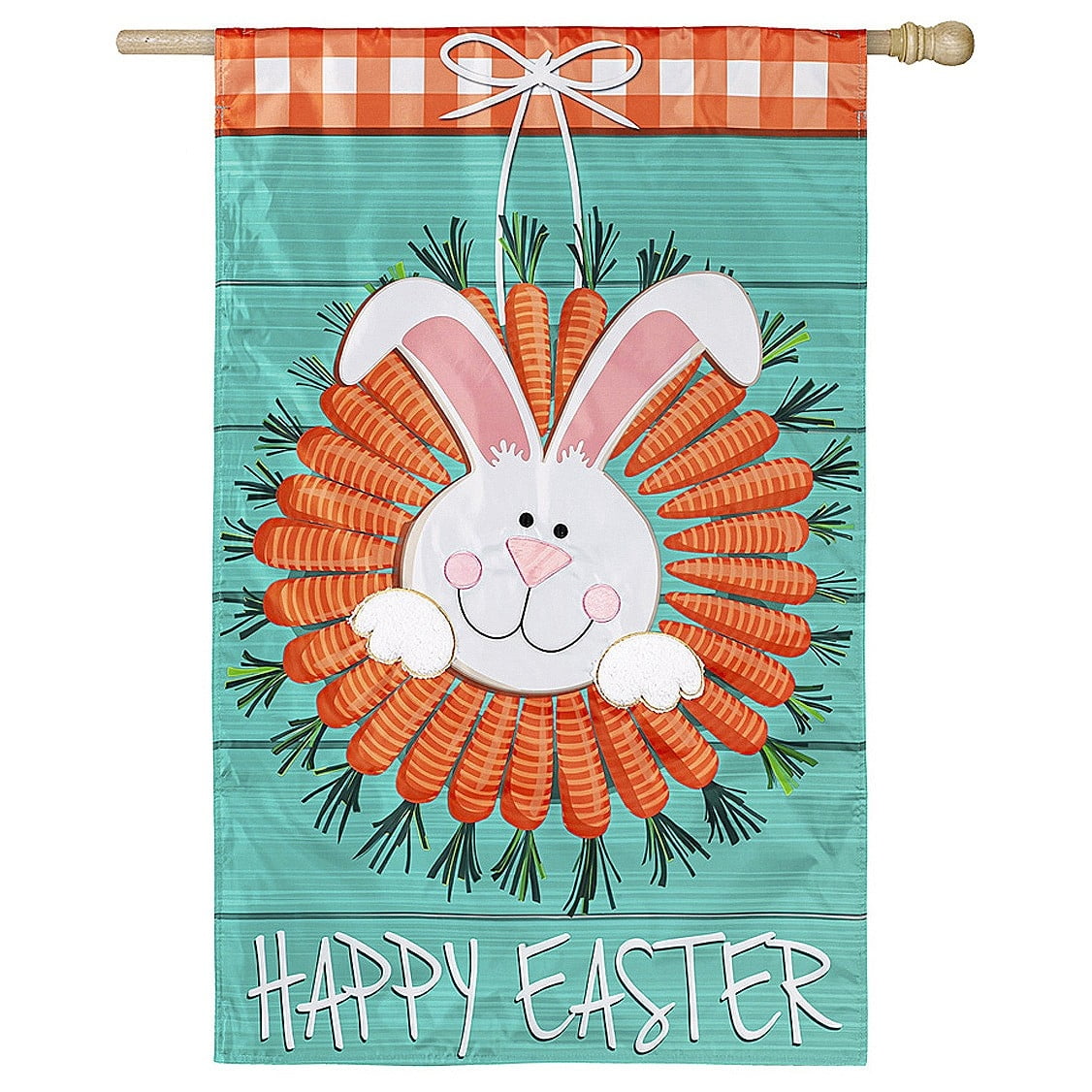 Evergreen Carrot Wreath Applique House Flag 28 x 44 Inches Outdoor ...