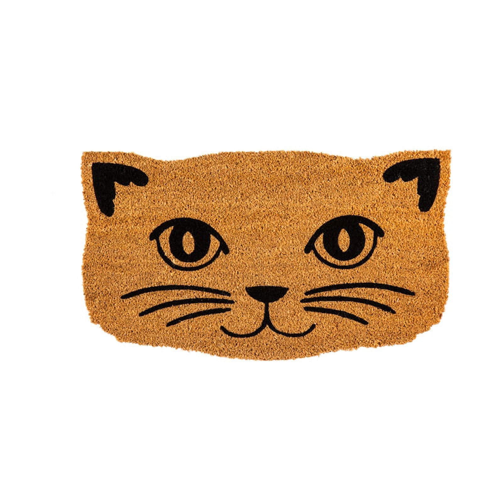 Evergreen Cat Face Shaped Indoor Outdoor Natural Coir Doormat 1'4"x2'4 ...