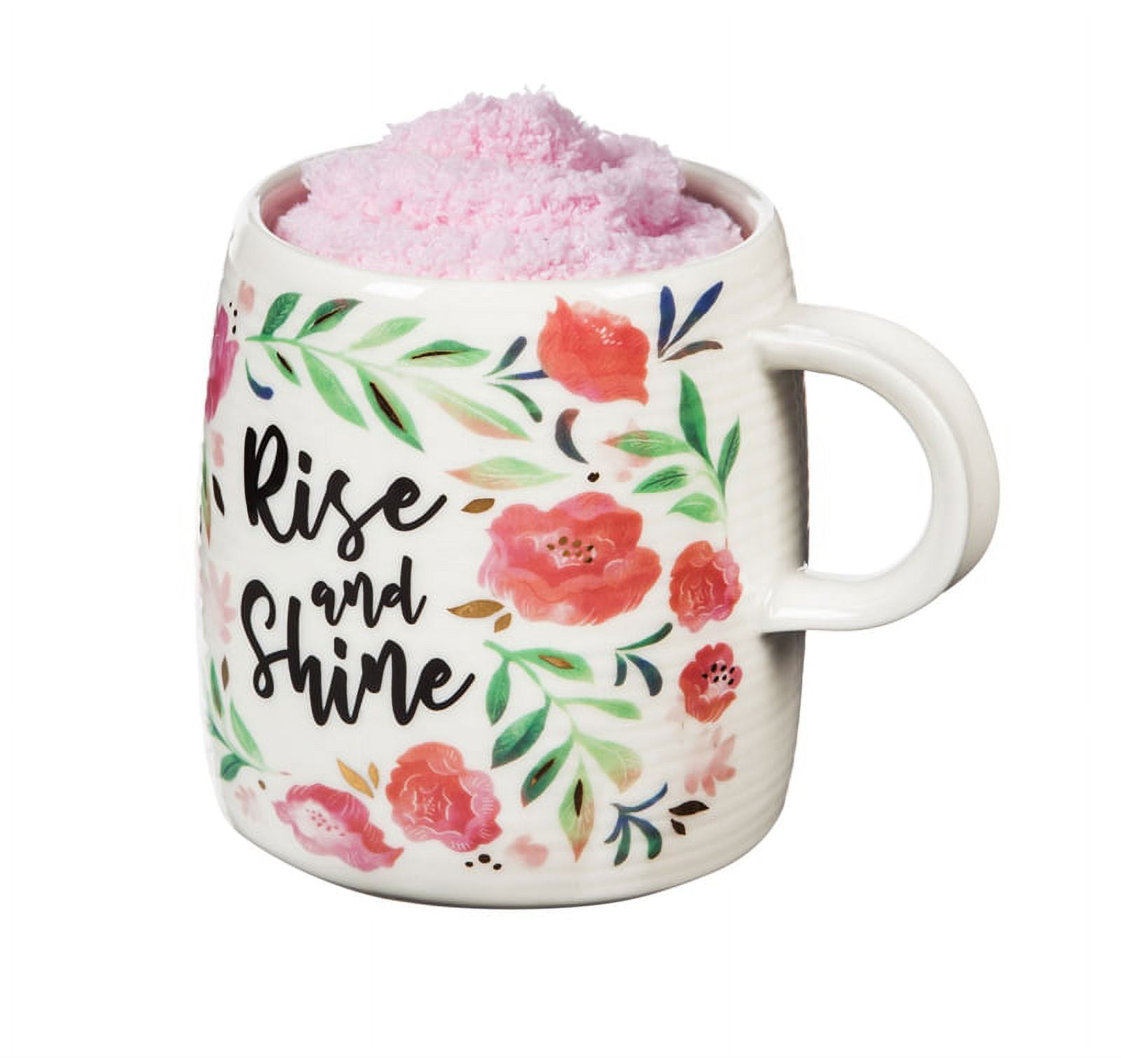 Evergreen Ceramic Cup and Sock Gift set, 12 OZ, Rise and Shine, 4.5'' x ...