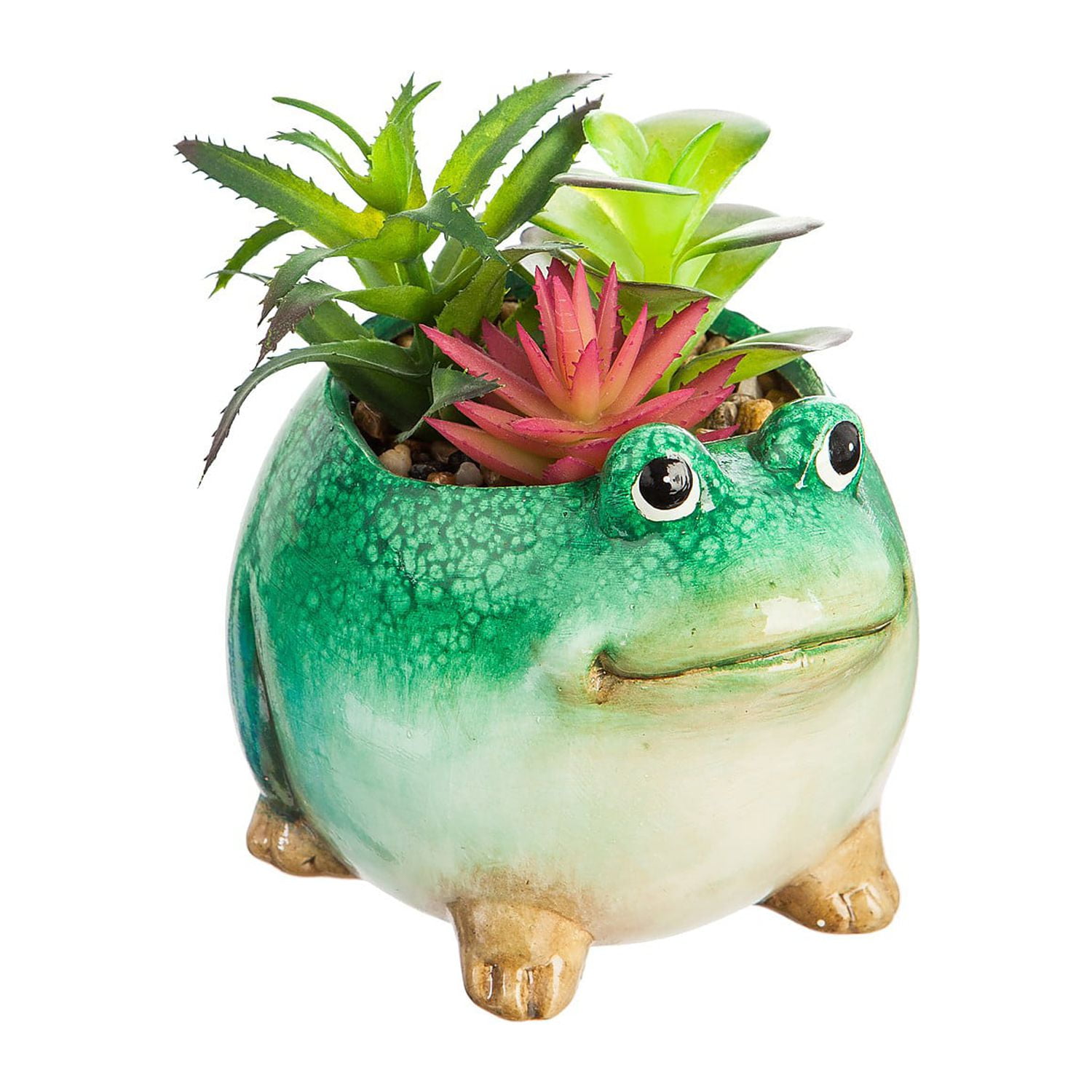 Evergreen Ceramic Frog Planter with Succulent - Walmart.com