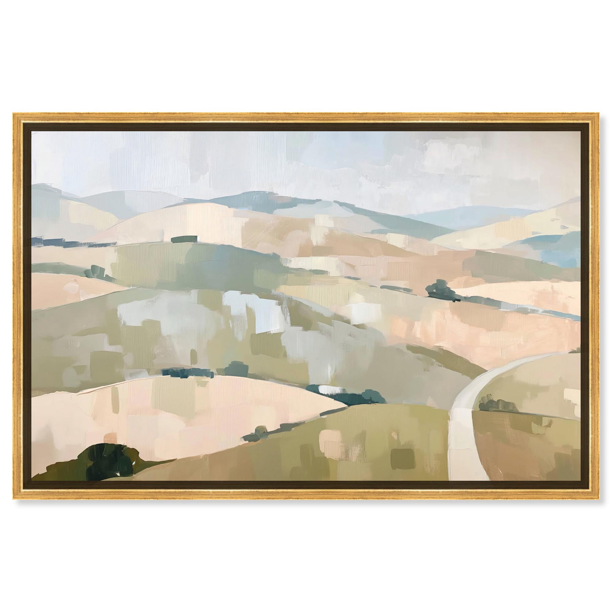 Evergreen Curvature Canvas Pastel Abstract Art by Art Remedy, Gold ...