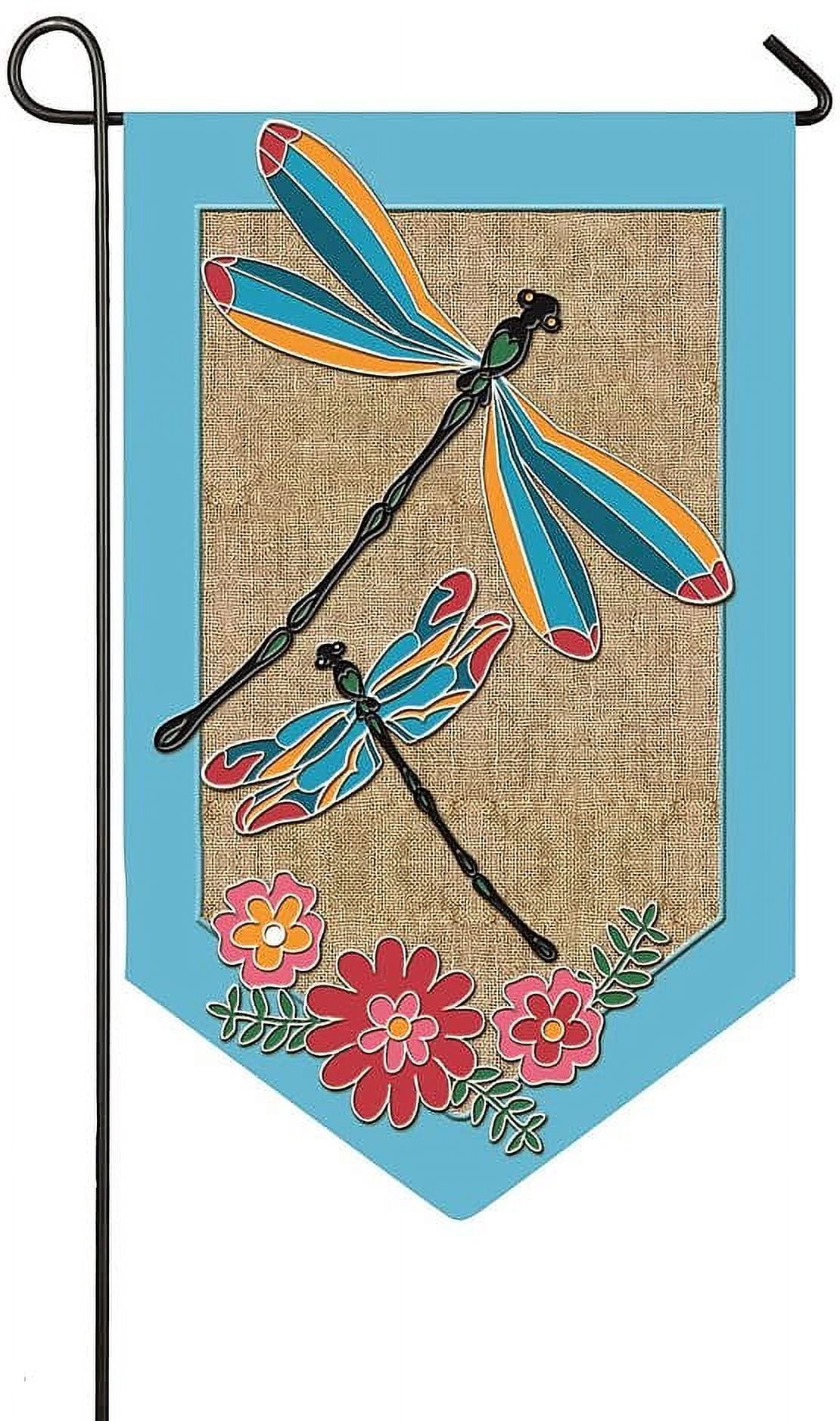 Evergreen Dragonflies and Flowers Shaped Burlap Garden Flag - Walmart.com