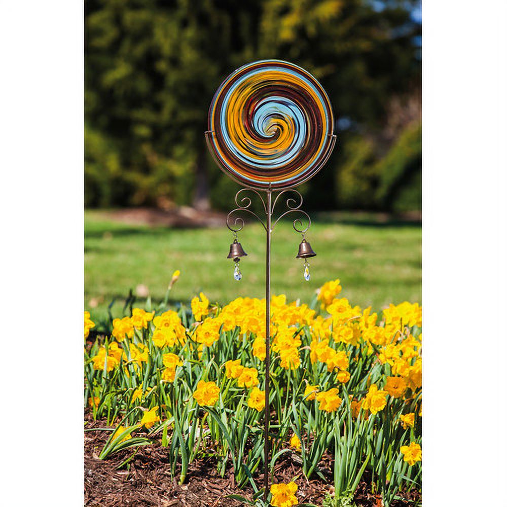 Artful Garden Hand-Blown Swirls Glass Garden Stake with Bell - Walmart.com