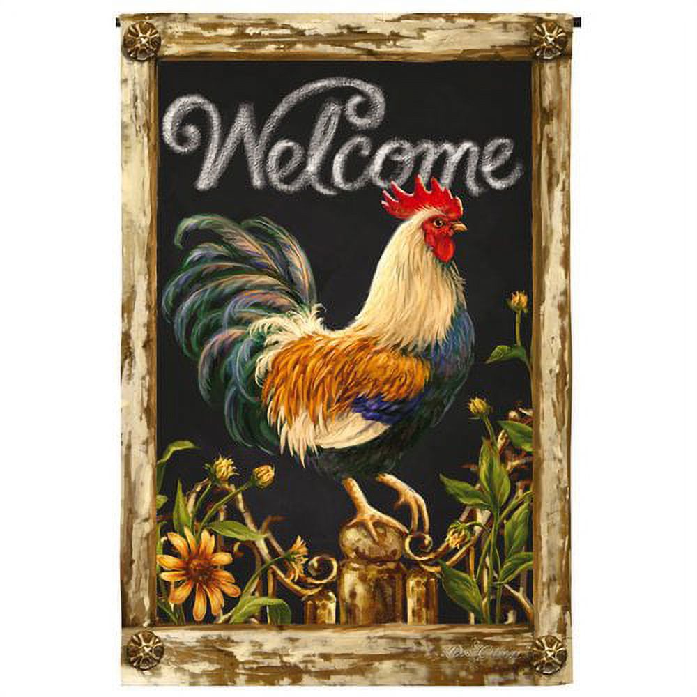 Evergreen Welcome Rooster Suede Garden Flag, 12.5 x 18 inches - Walmart.com