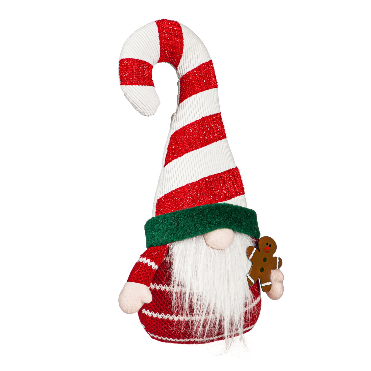 Evergreen Fabric Gnome with Striped Hat Table Decor- Indoor Christmas ...