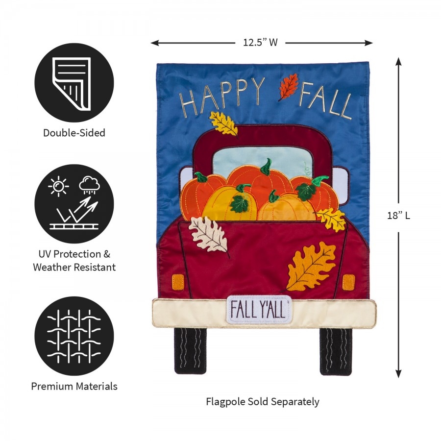 Evergreen Fall Yall Pickup Truck Applique Garden Flag, 12.5 x 18 inches ...