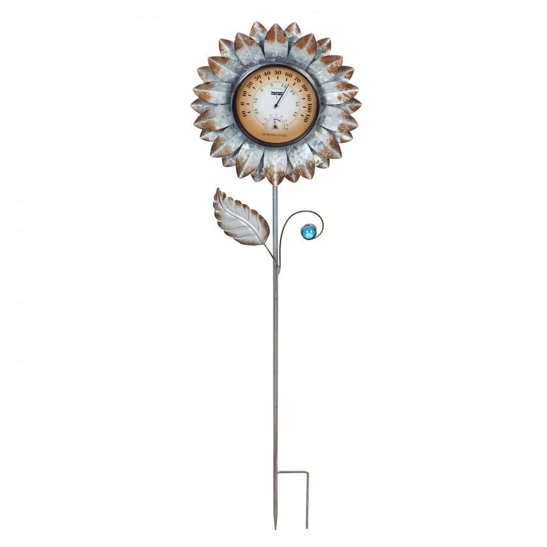 Evergreen Flag Beautiful Brown Galvanized Flower Thermometer Garden ...