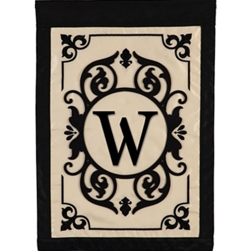 Evergreen Flag Cambridge Chic Letter W Monogram Applique Garden Flag ...