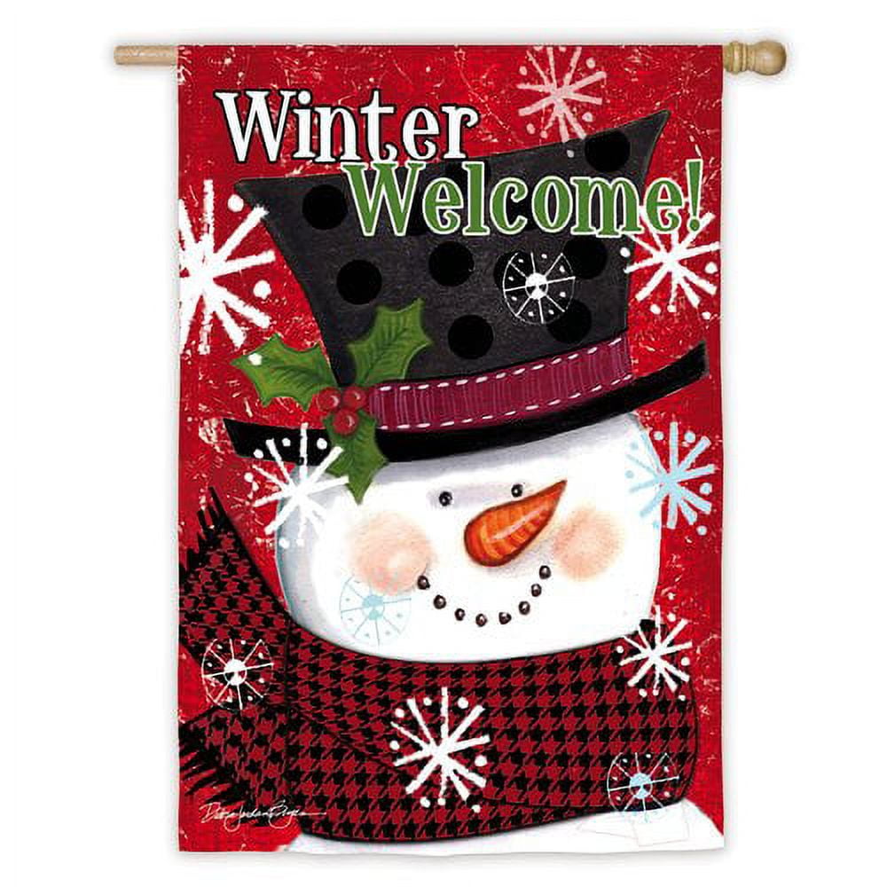 Evergreen Suede House Flag - Winter Welcome Snowman - Walmart.com