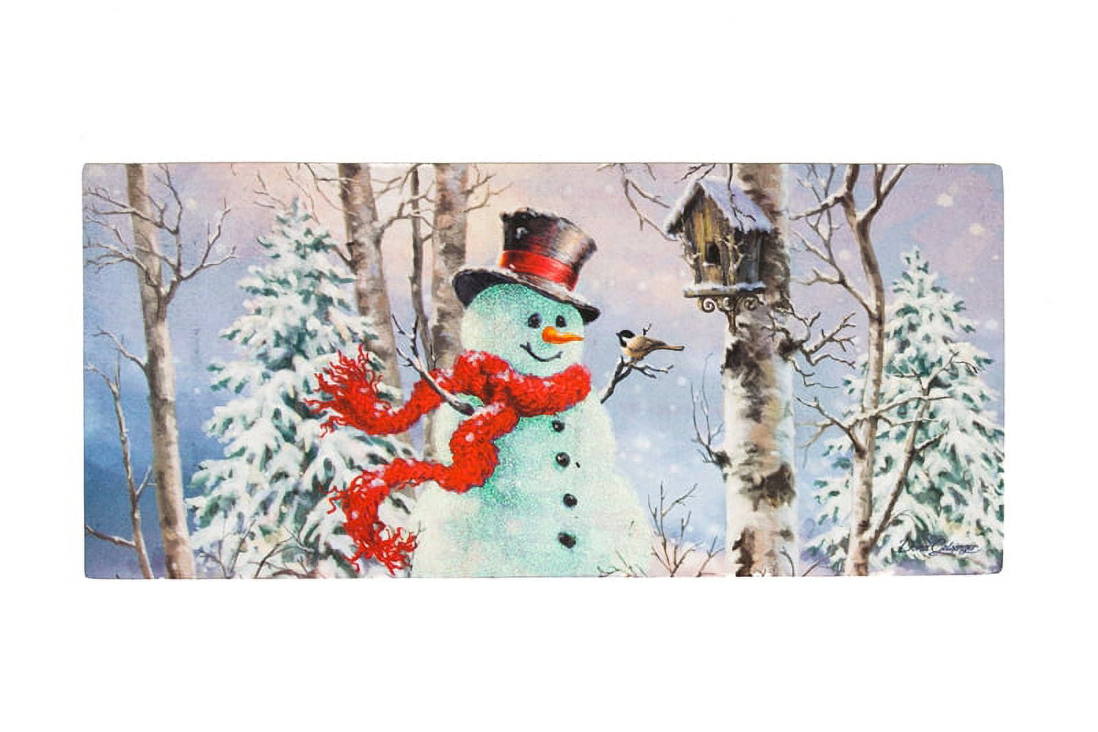 Evergreen Floor Mat Birch Forest Snowman Sassafras Switch Mat, 22'' x ...