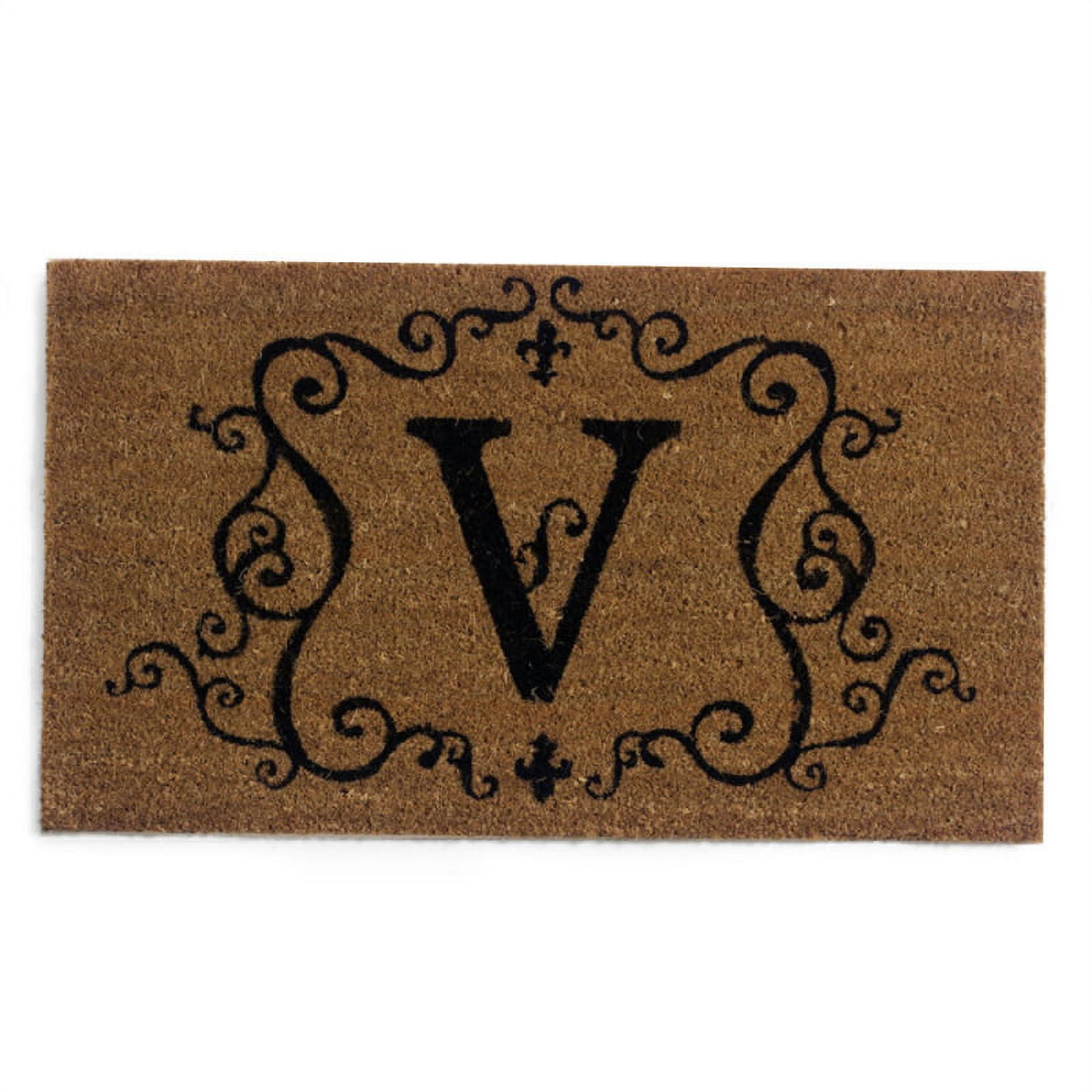 Evergreen Floor Mat Coir Insert, Monogram "V", 28'' x 16'' inches ...