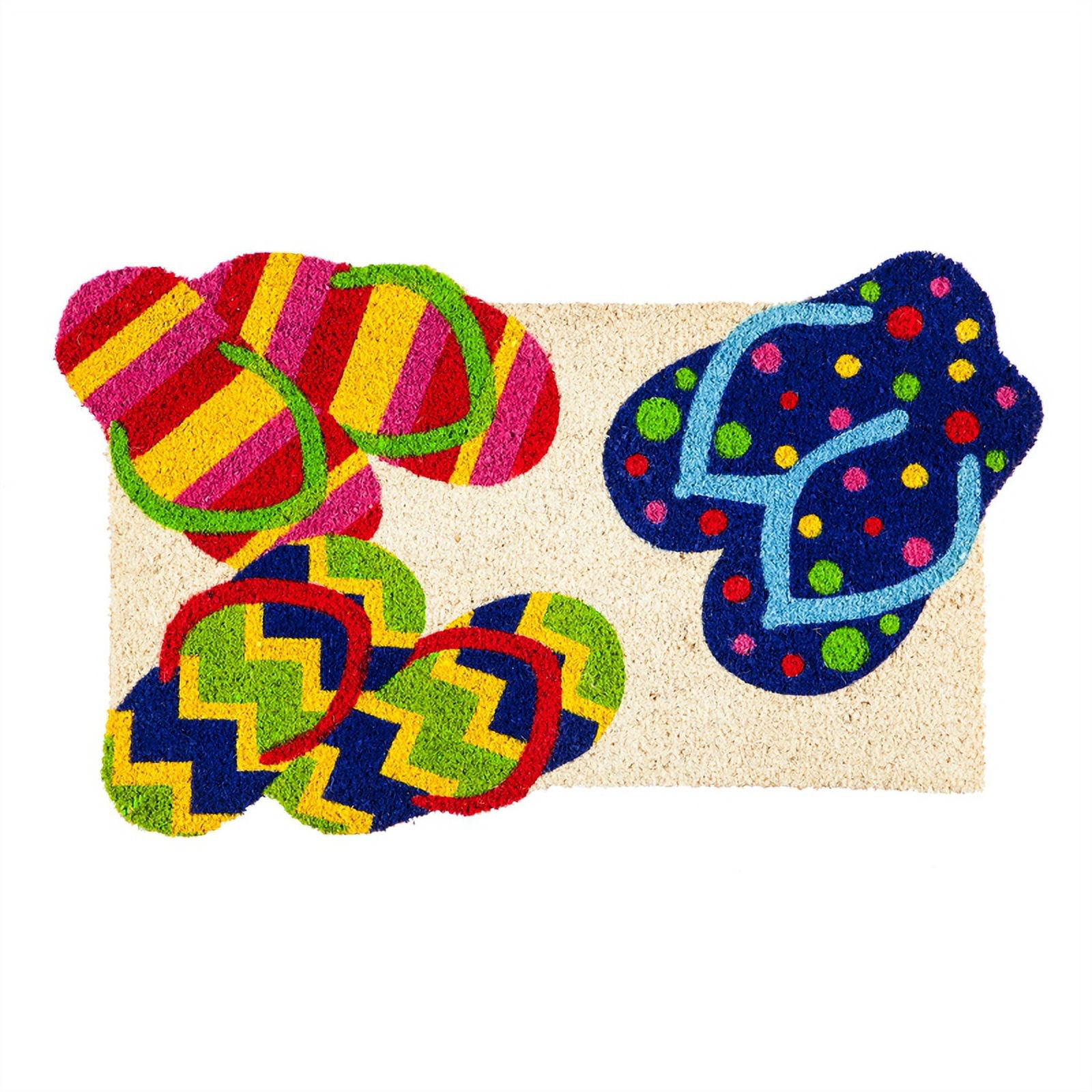 Evergreen Floor Mat Flip Flops Shaped Coir Mat, 30'' x 18'' inches ...