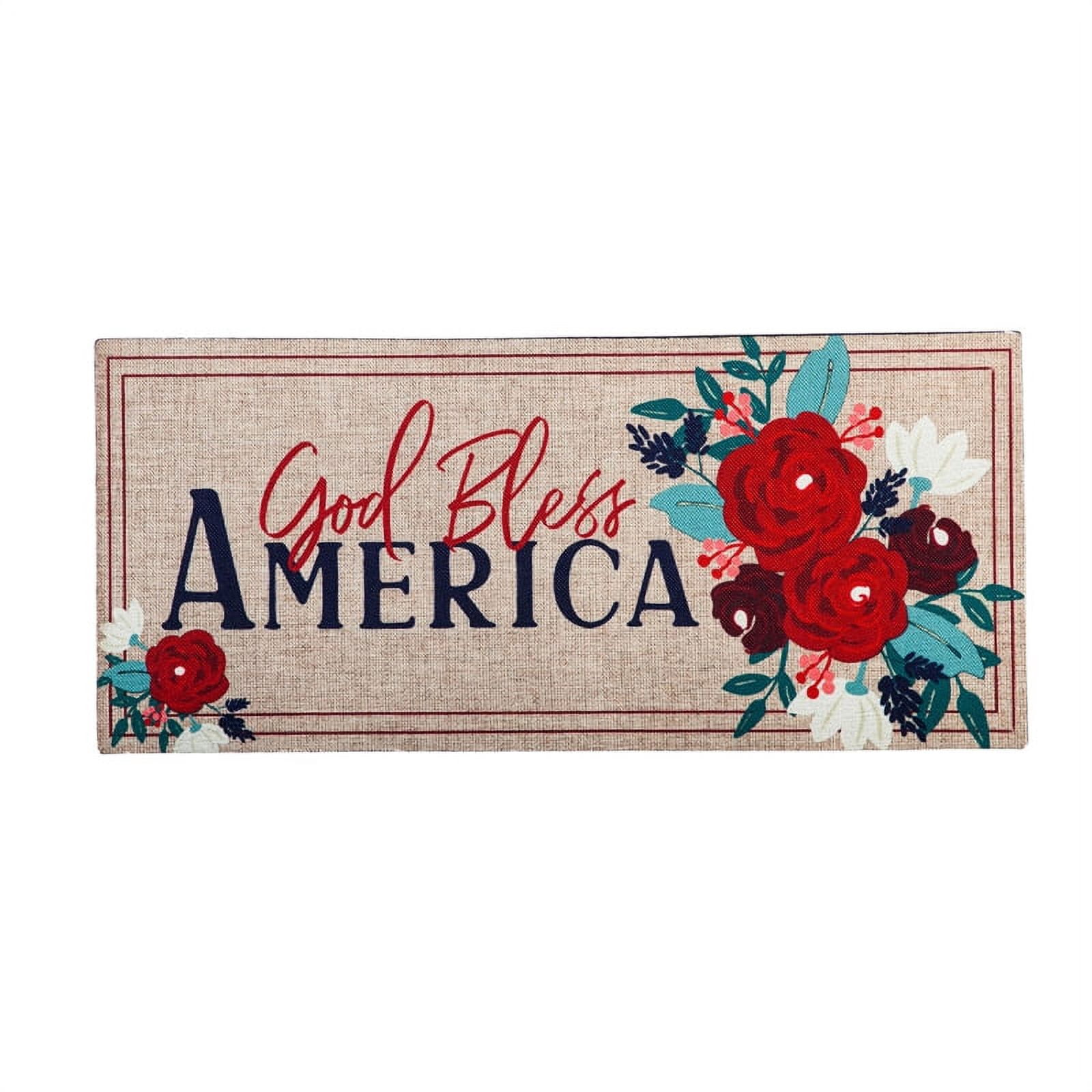 Evergreen Floor Mat Patriotic Floral God Bless America Sassafras Switch ...