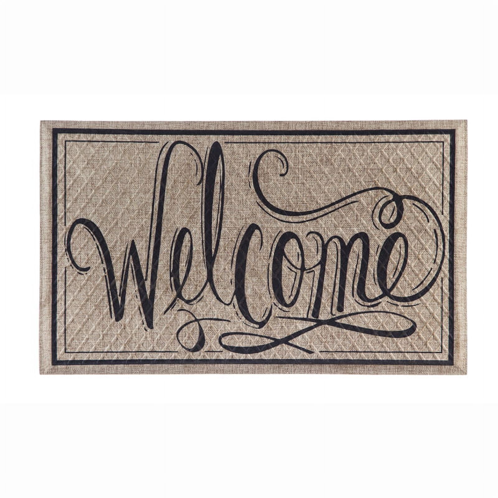 Evergreen Floor Mat Welcome Script Embossed Mat, 30'' x 18'' inches ...