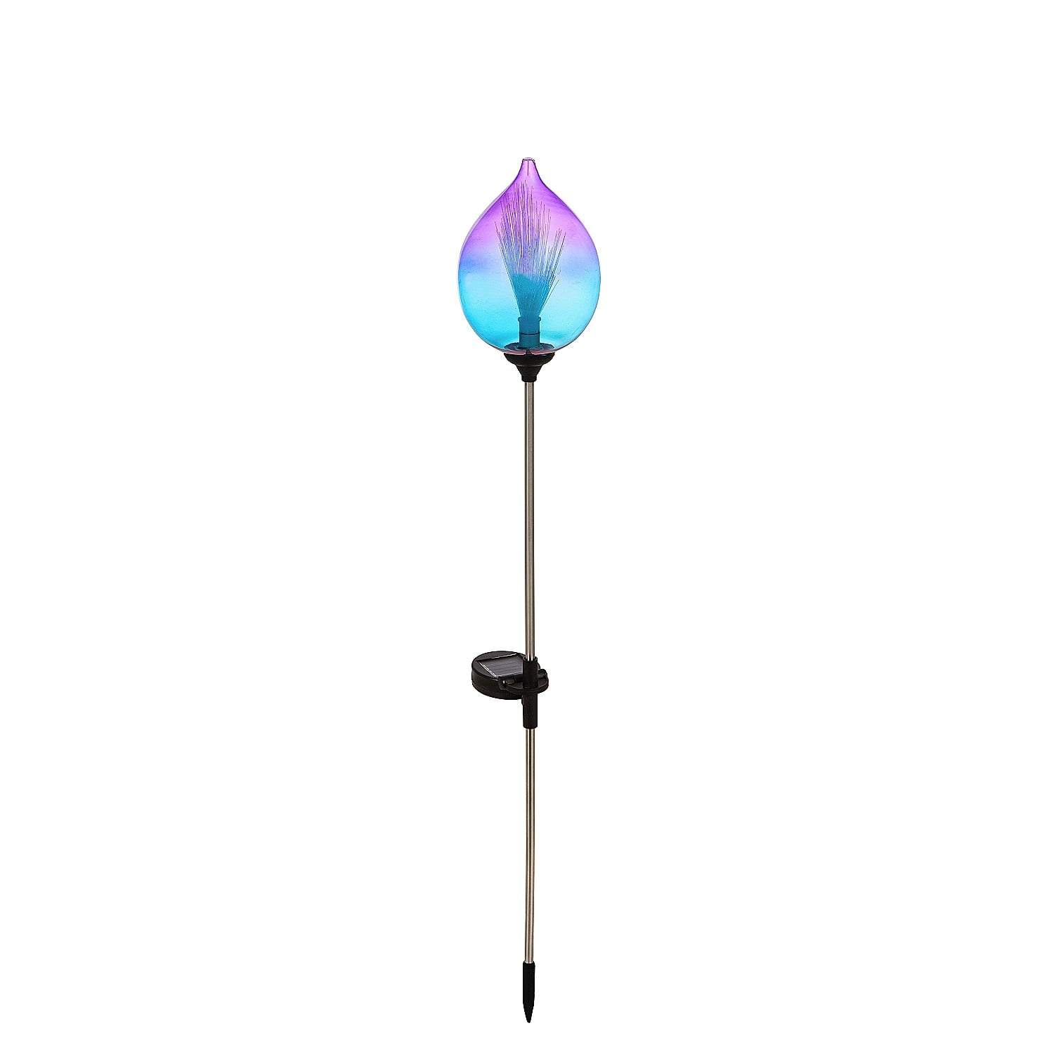 Evergreen Garden Outdoor Decor Fiberoptic Solar Glass Torch, Iridescent ...