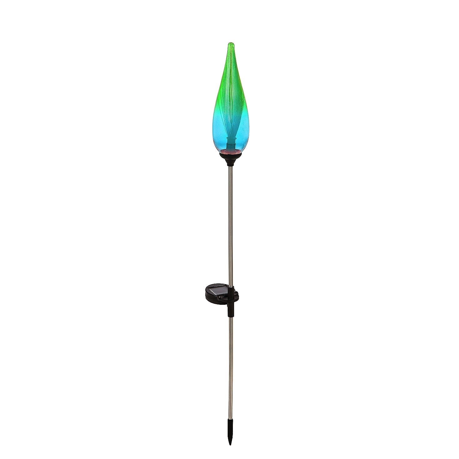 Evergreen Garden Outdoor Decor Fiberoptic Solar Glass Torch, Iridescent ...
