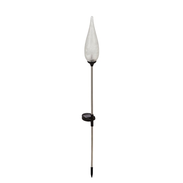 Evergreen Garden Outdoor Decor Fire Flame Solar Glass Torch, White ...
