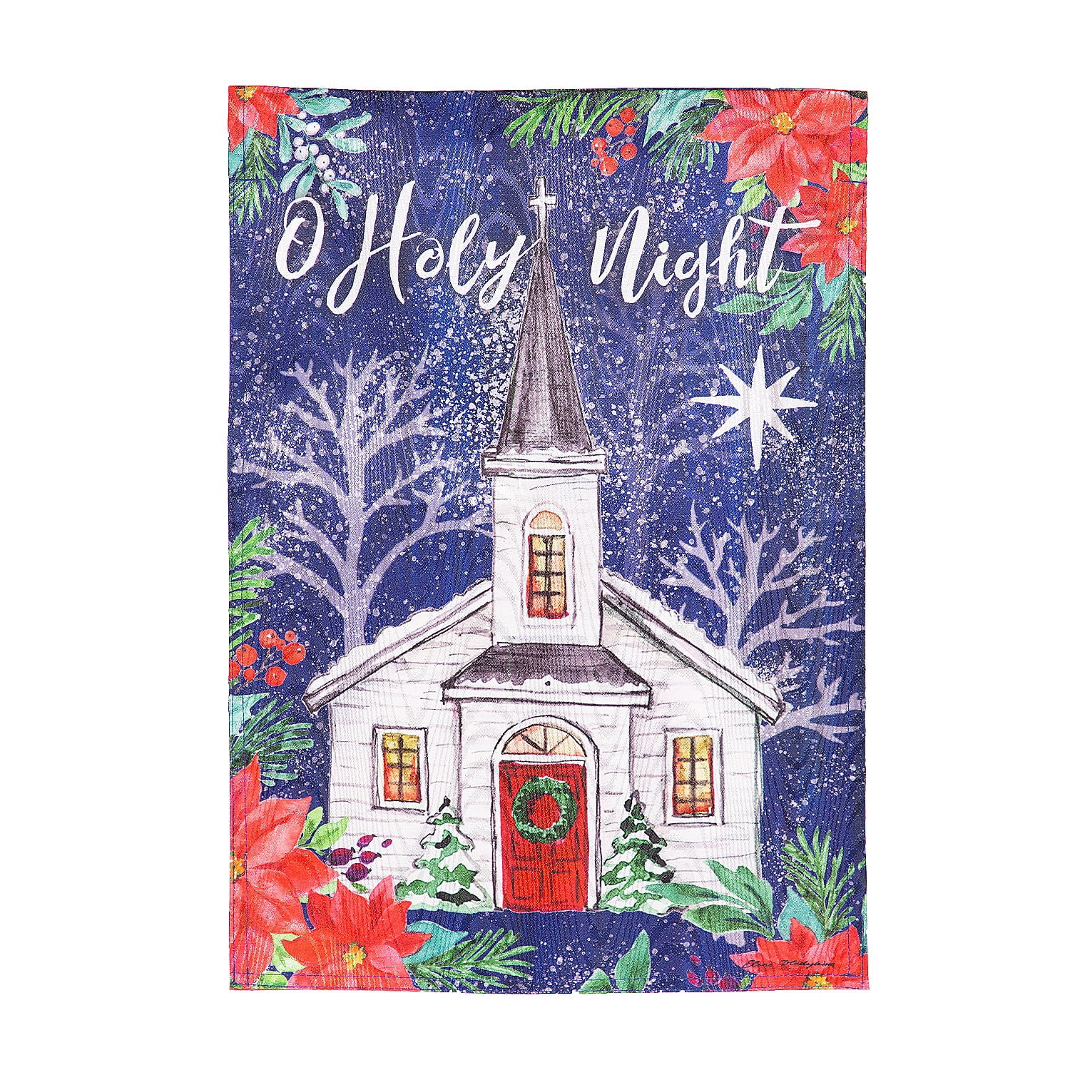Evergreen Holy Night Moire Garden Flag 12 x 18 Inches Indoor Outdoor ...