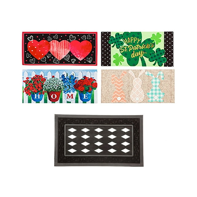 Evergreen Indoor Outdoor Doormat Bundle Set of 5 - Frame and 4 Holiday ...
