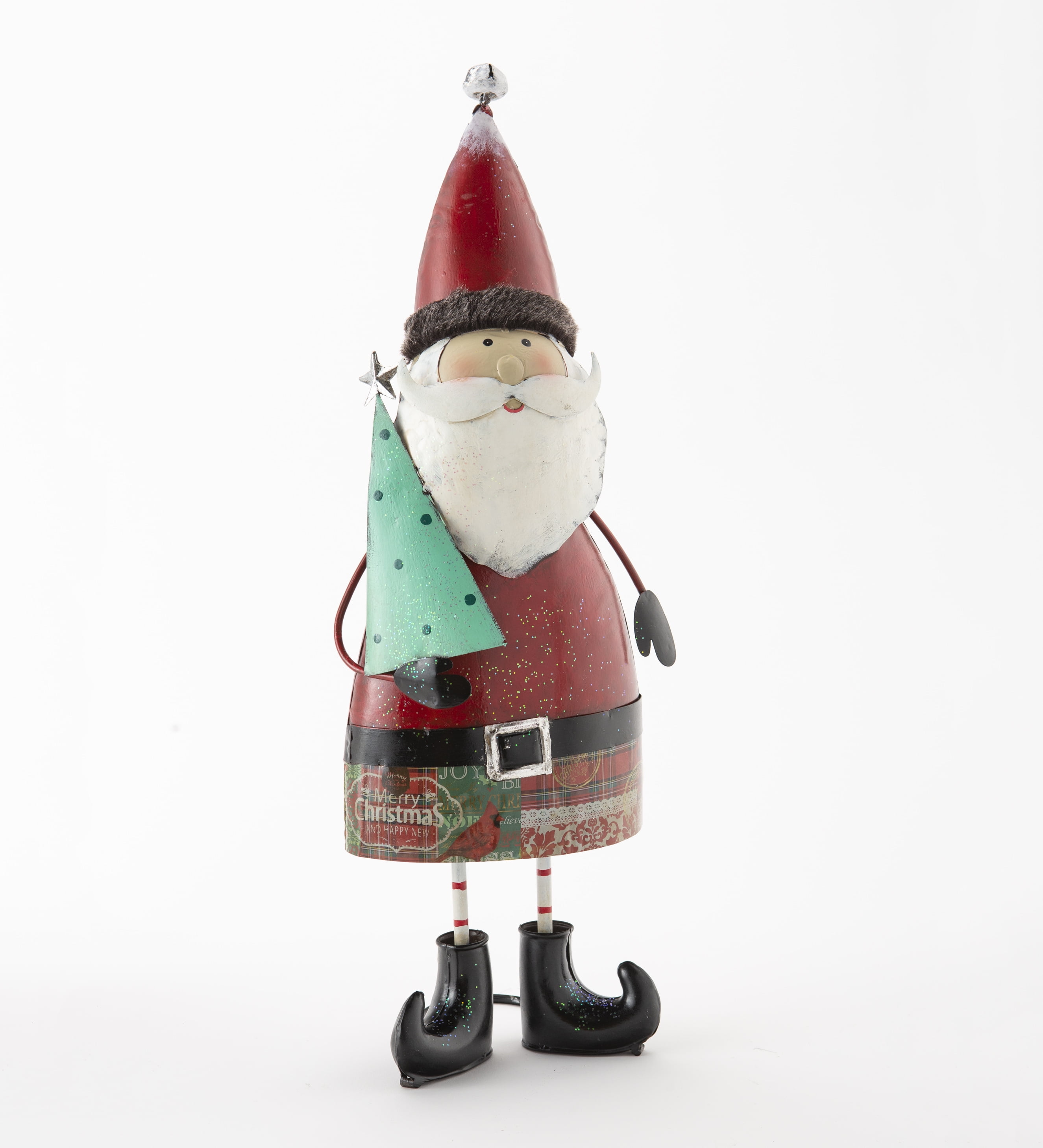 Evergreen Indoor/Outdoor Vintage Holiday Santa Metal Christmas Statue ...