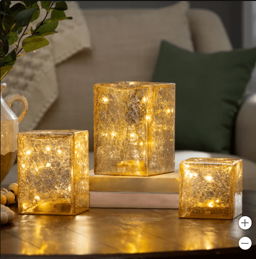Evergreen LED Glass Cubes and Spheres Towers, Set of 3 - Walmart.com