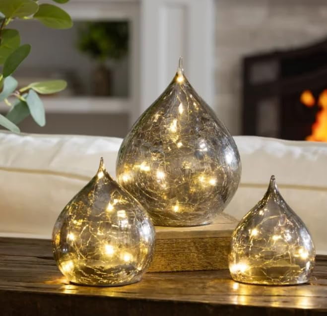 Evergreen LED Glass Raindrops, Set of 3 (Gray) - Walmart.com