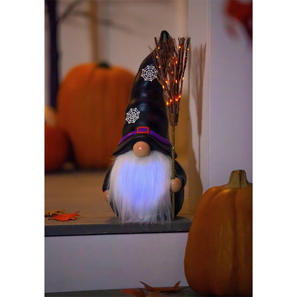 Evergreen LED Gnome Statuary | Halloween Witch with Black Hat ...