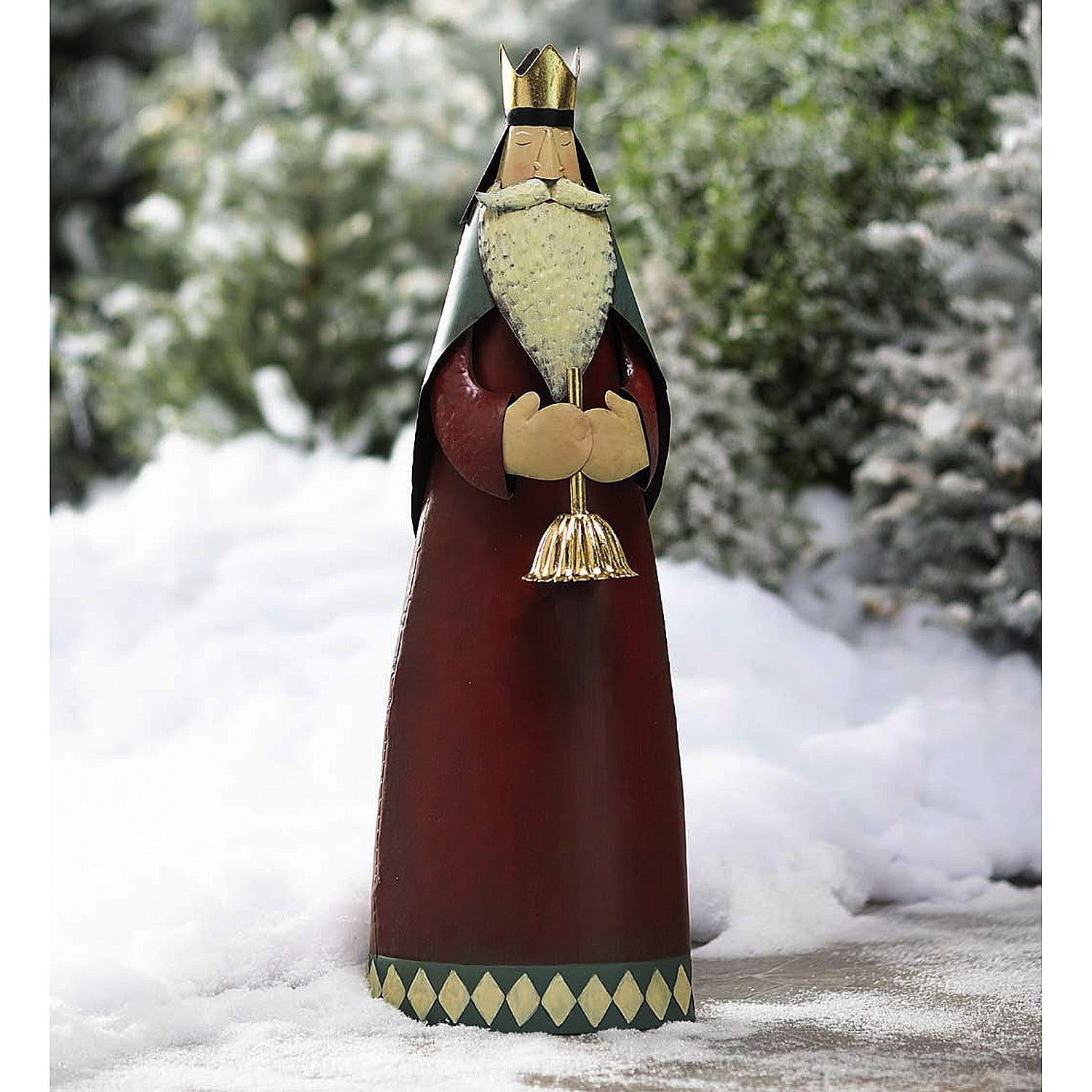 Evergreen Large Nativity Wise Man Metal Statue With Bell - 11 L x 9.75 ...