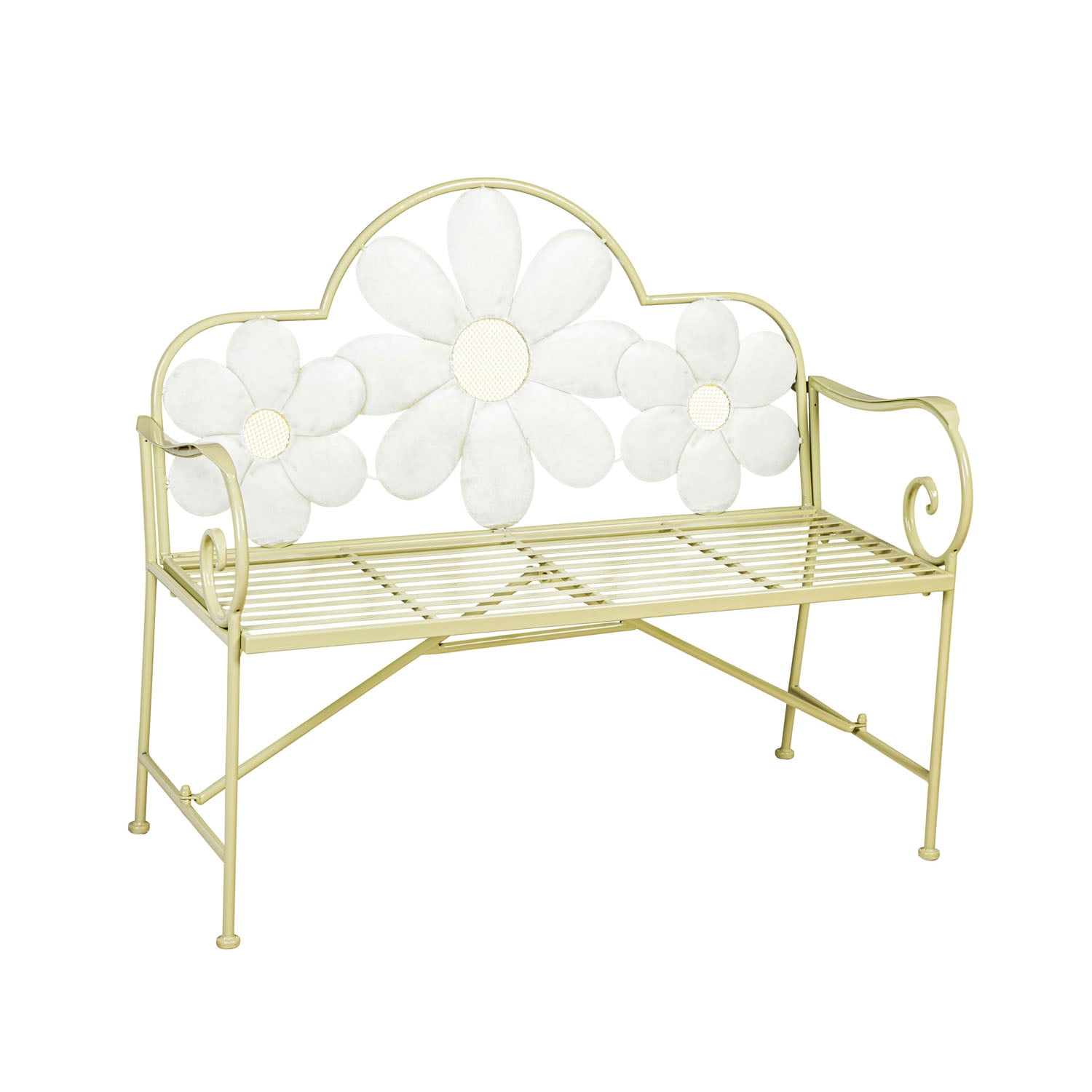 Evergreen Metal Floral Garden Bench - Walmart.com