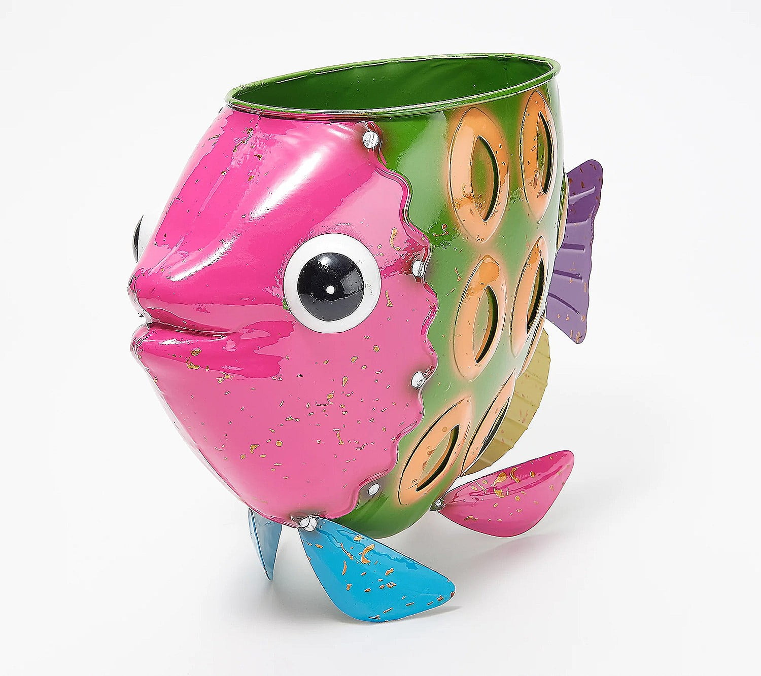 Evergreen Metal fish planter Green - Walmart.com
