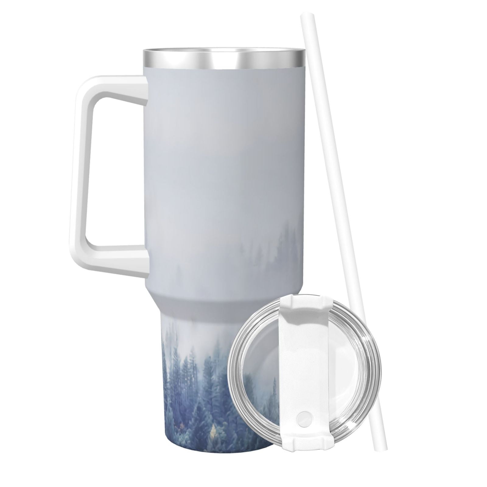 Evergreen Misty Landscape 40 Oz Tumbler With Handle And Straw Lid ...