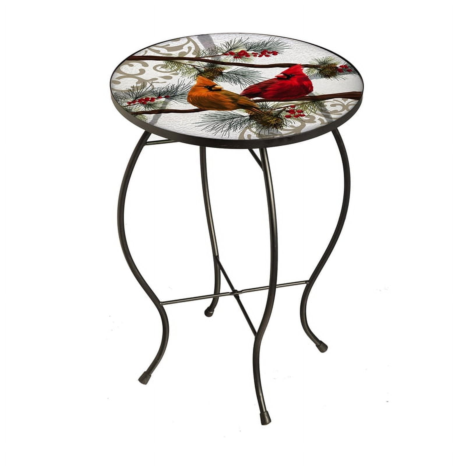 Evergreen New Creative Seasonal Cardinals Glass Patio Table - Walmart.com