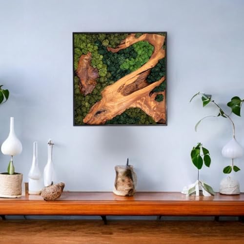 Evergreen Oasis Natural Cedar Wood & Preserved Moss Wall Art ...