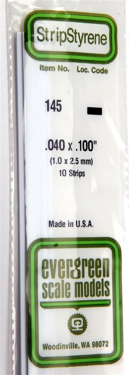 Evergreen Scale Models Strip .040 x .100 10 EVG145 Plastic Building ...