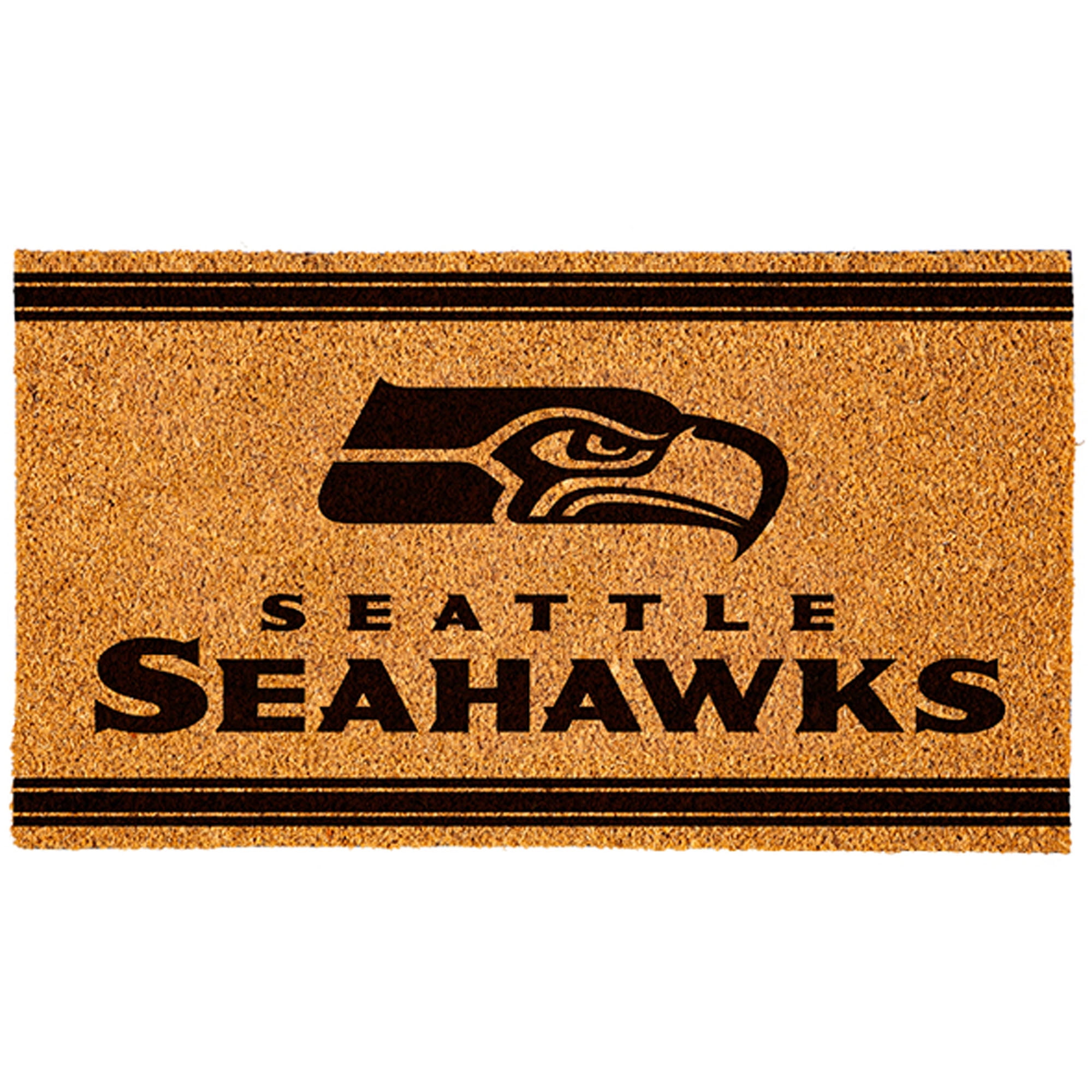 Evergreen Seattle Seahawks Logo Turf Mat, Brown- 28 x 16 Inches Indoor ...