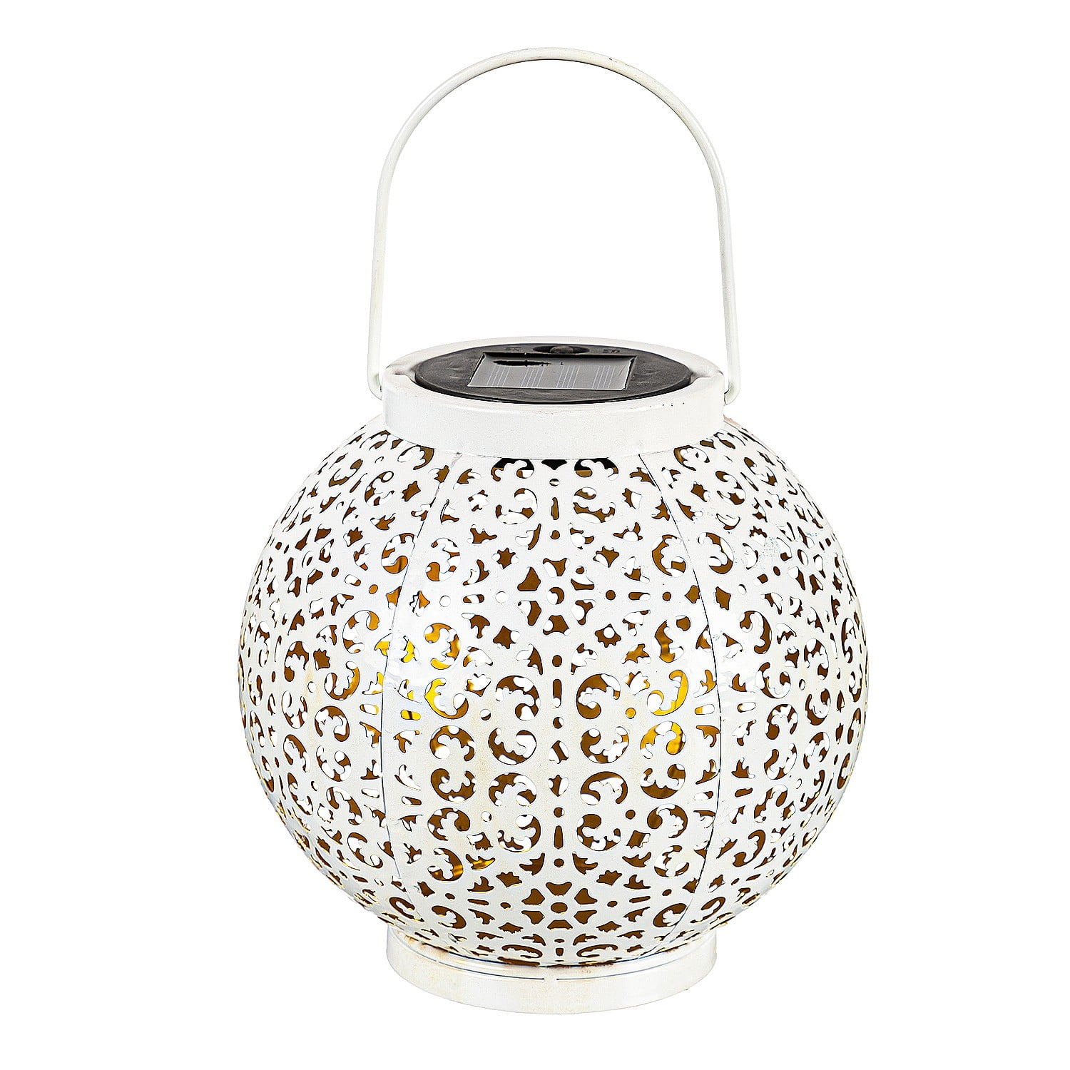 Evergreen Solar Metal Cut Out Lantern w Shadow, White, Large - Walmart.com