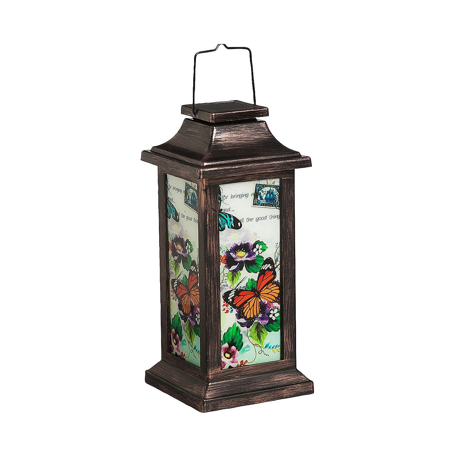 Evergreen Solar Outdoor Hanging Lantern, Butterfly Design, Tabletop or ...