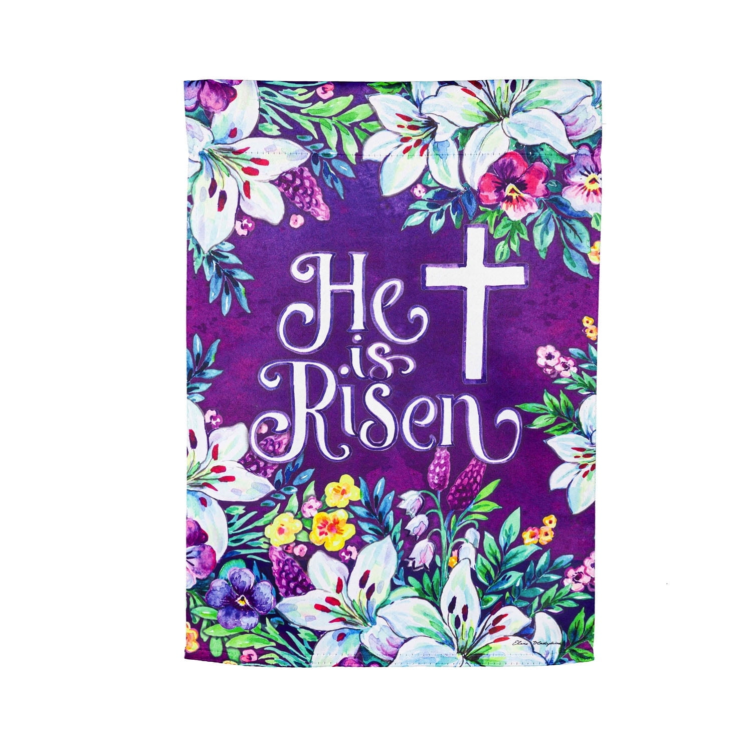 Evergreen Spring Flowers Easter Cross Garden Suede Flag- 12.5 x 18 ...