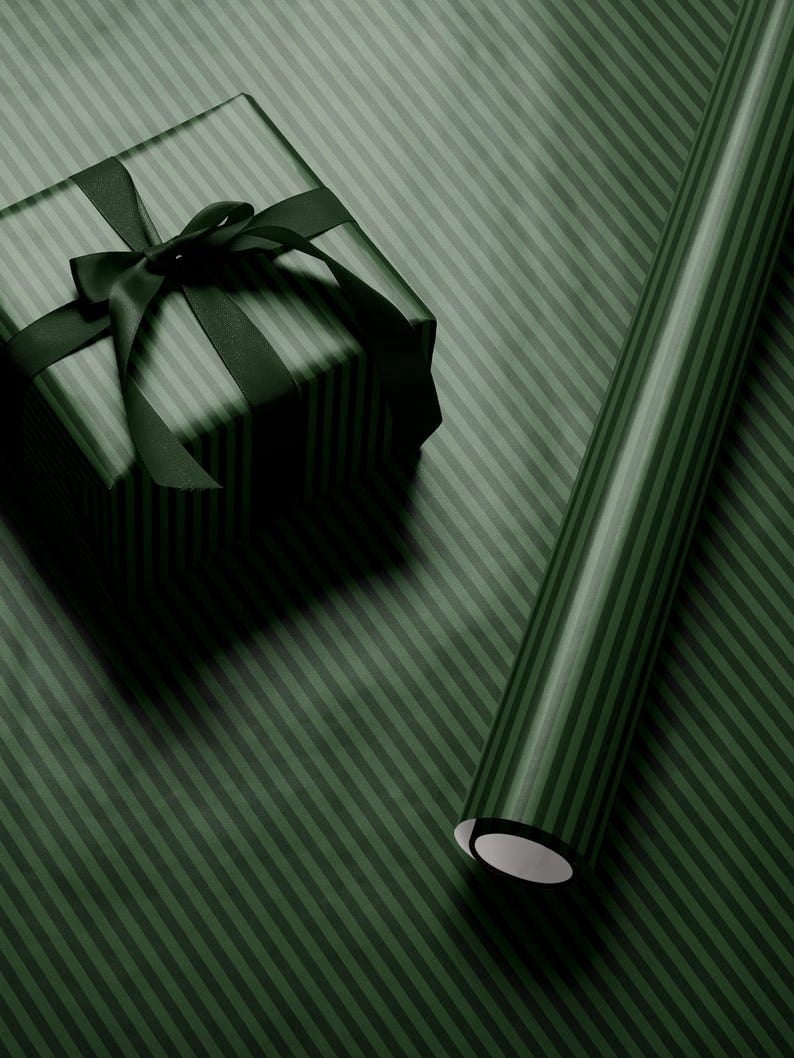 Evergreen Striped Wrapping Paper Holiday Gift Wrap Christmas Party Gift ...