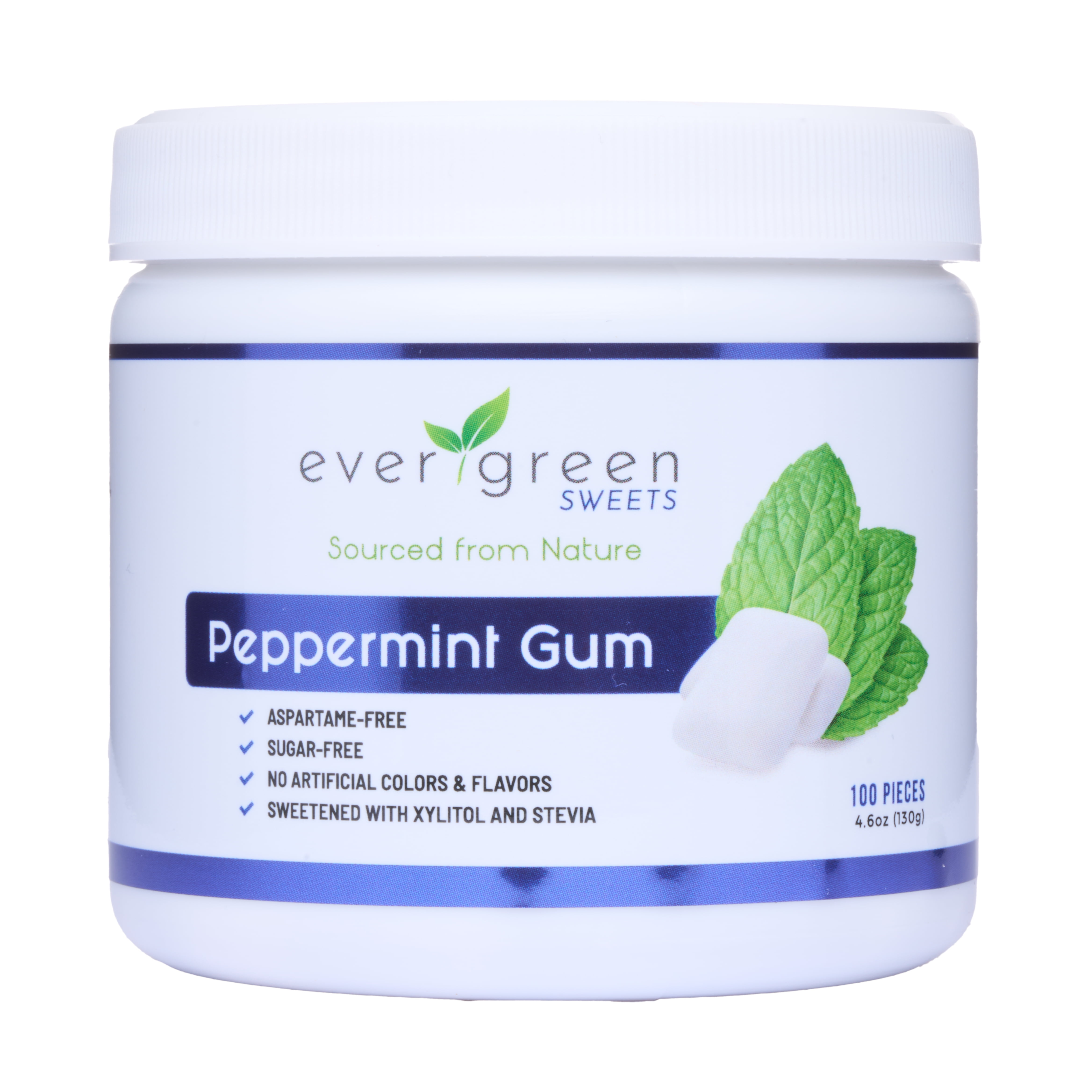 Evergreen Sweets Chewing gum 100 Count Jar - Natural Peppermint Gum ...