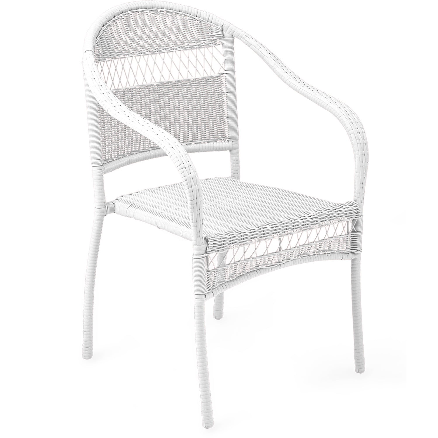 Evergreen Tangier Wicker Stacking Chair - White - Walmart.com