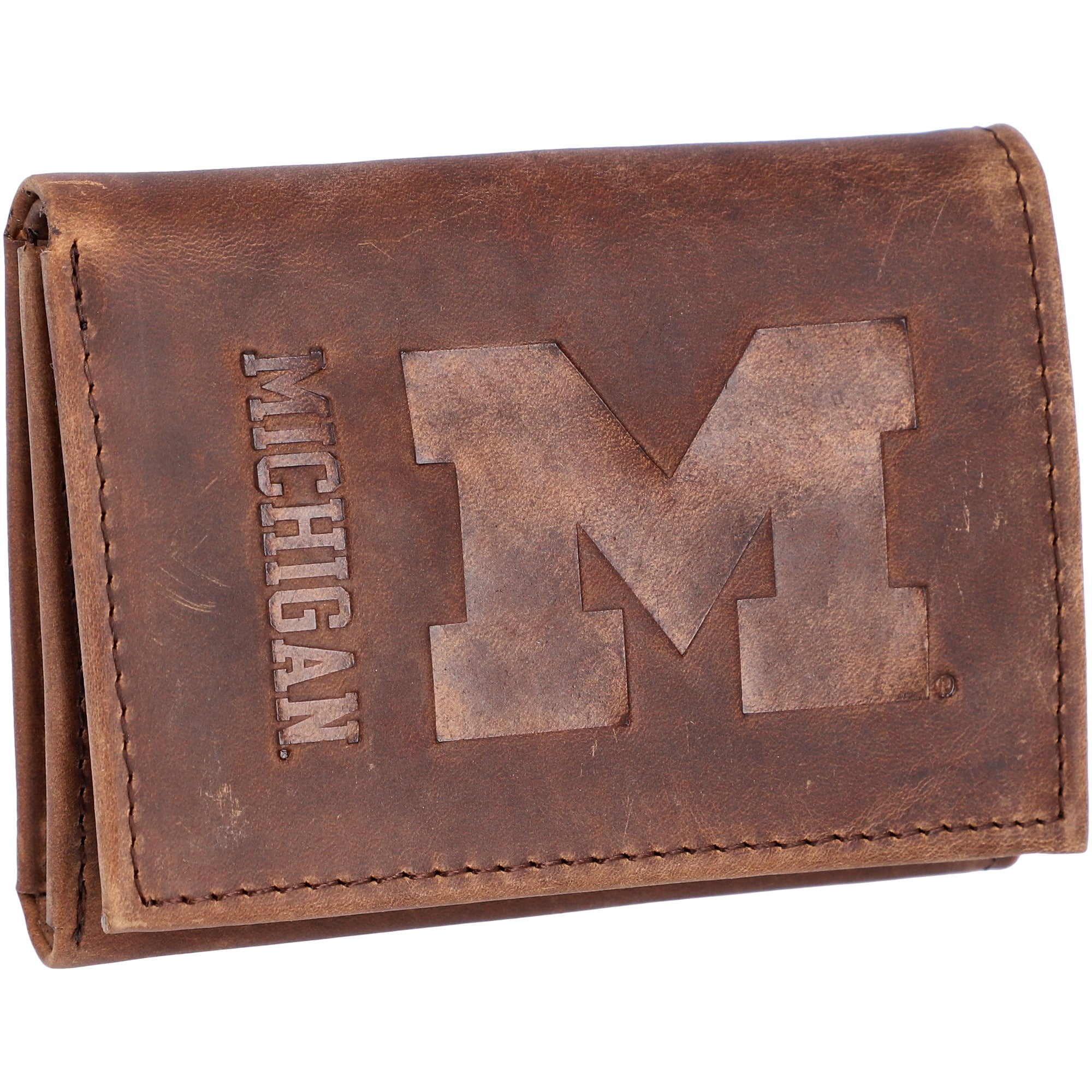 Michigan Wolverines Genuine Leather Tri-Fold Wallet with Team Logo ...