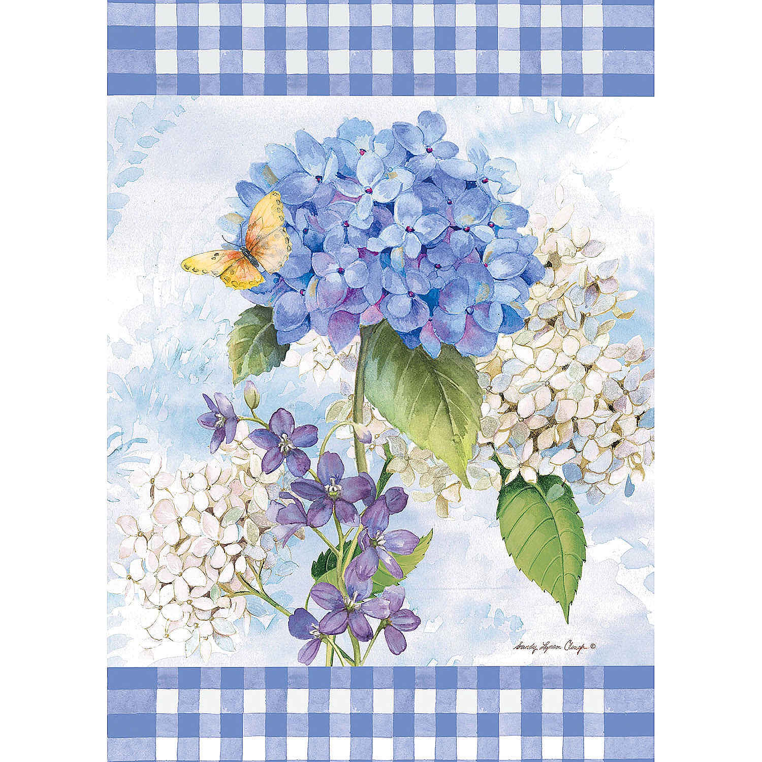 Evergreen Waffle Flag - Blue Hydrangea, 12.5 x 18 inch Double Sided ...