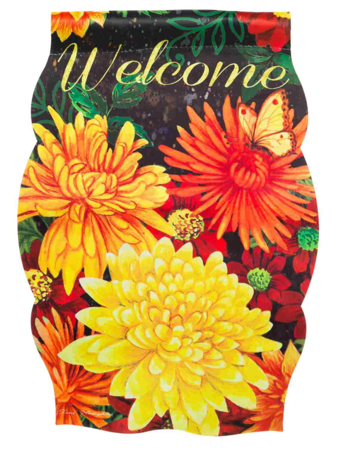 Evergreen Welcome Autumn Imperial Mums Fabric Garden Flag 18 by 12 Inch ...