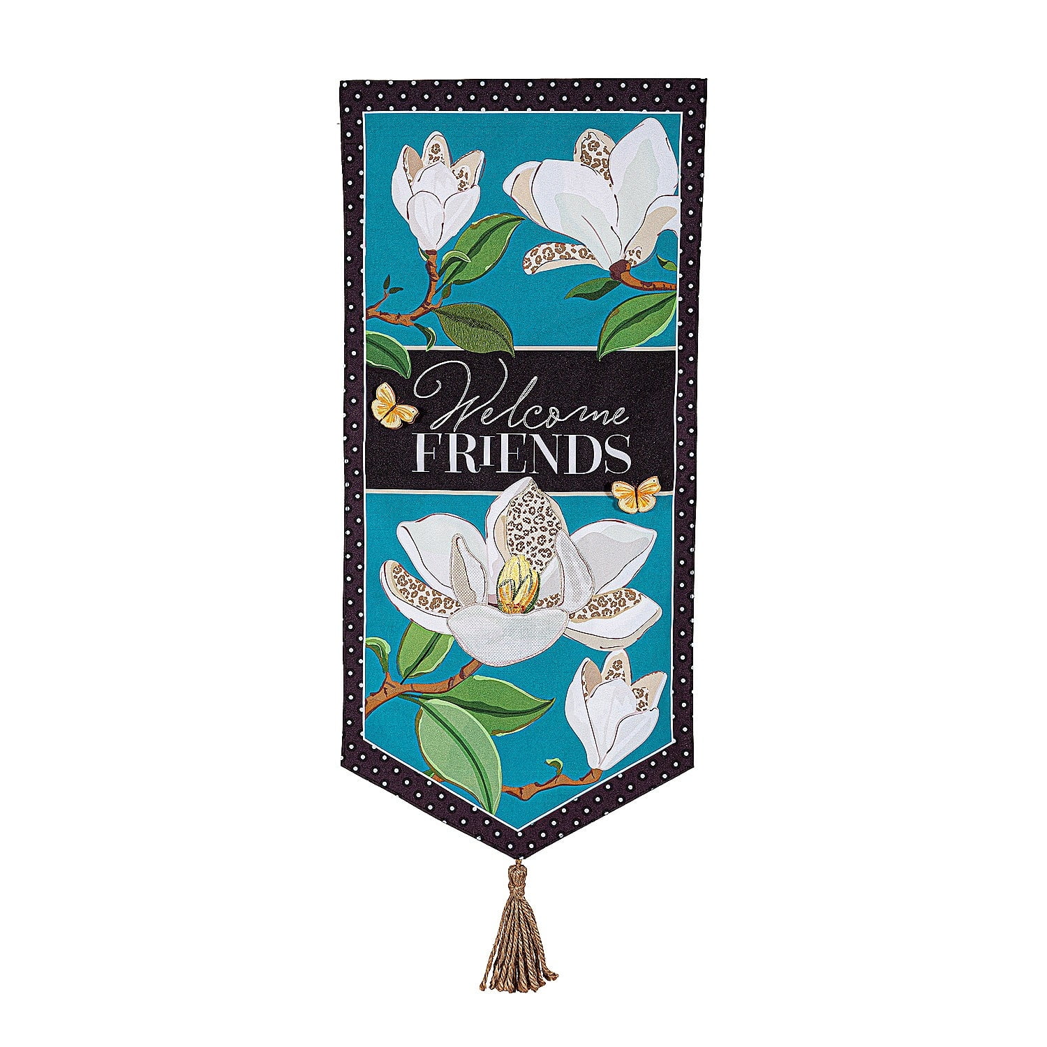 Evergreen Welcome Floral Everlasting Impressions Textile Décor- 12.5 x ...