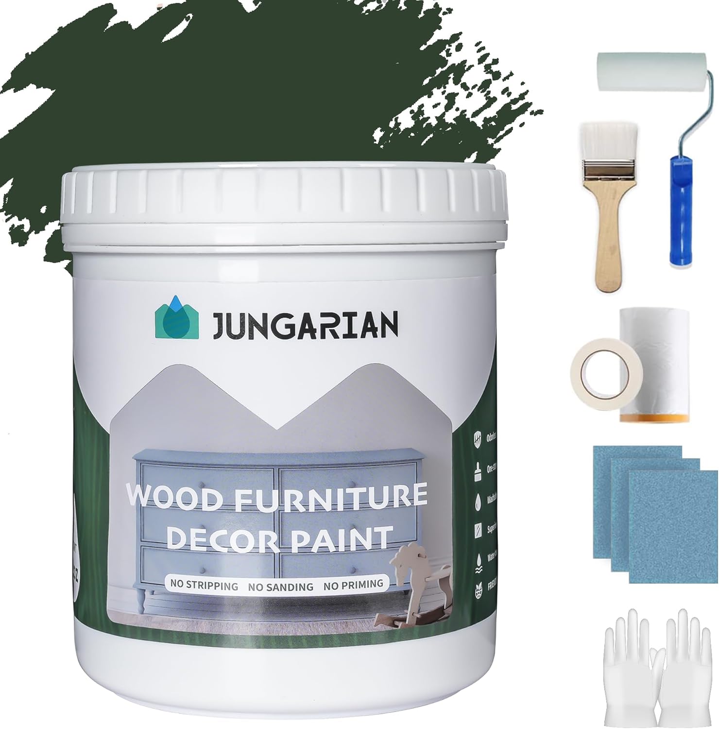 Evergreens Furniture Paint Kit 16oz with Tools - Water-based & Low Odor ...