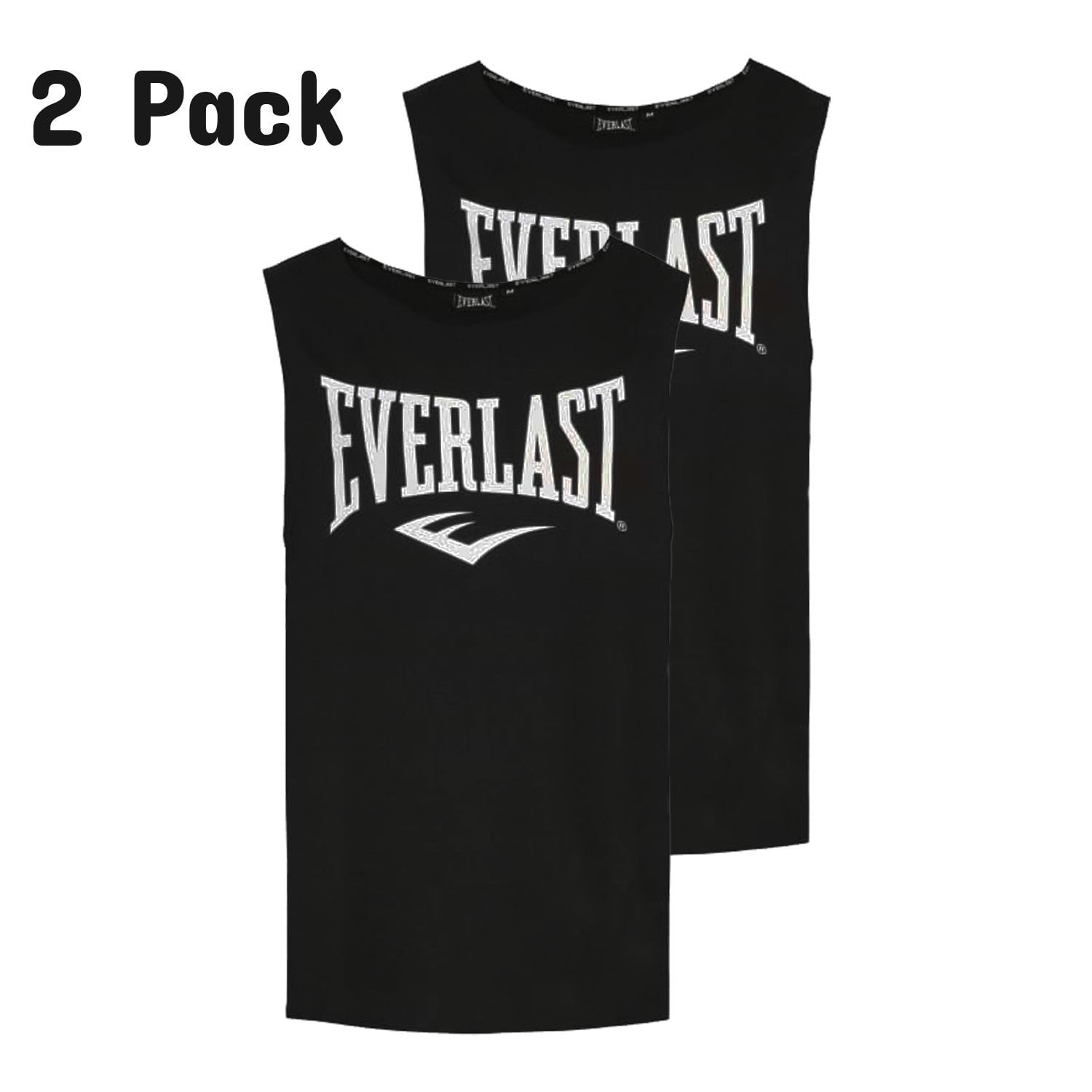 Everlast Men's Black Sleeveless Shirt Glenwood Tank Logo Vest - 2 Pack ...