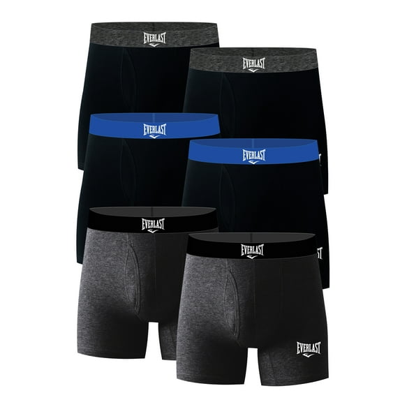 Everlast Mens Cotton Boxer Brief With Fly, 6 Pack - Walmart.com