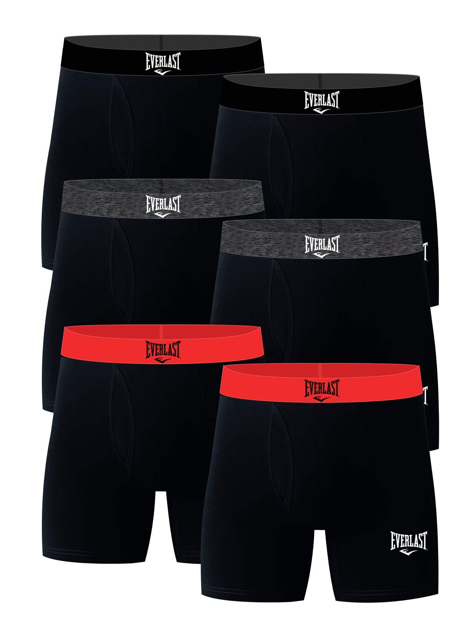 Everlast Mens Cotton Boxer Brief With Fly, 6 Pack - Walmart.com